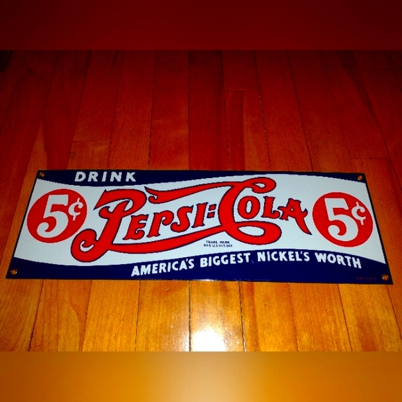 pepsi cola | Wall Decor | Pepsi Cola Porcelain Enamel Metal 5 Cents ...
